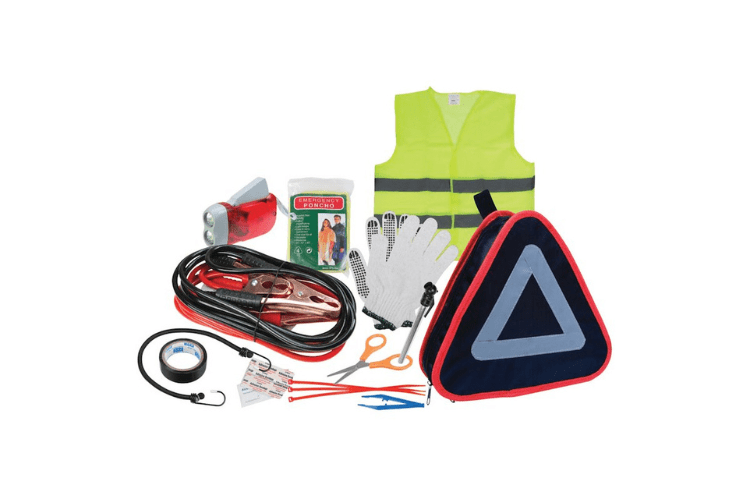 Emergency Roadside Safety Kit – 8ft 10-Gauge Jumper Cables, LED Flashl ...