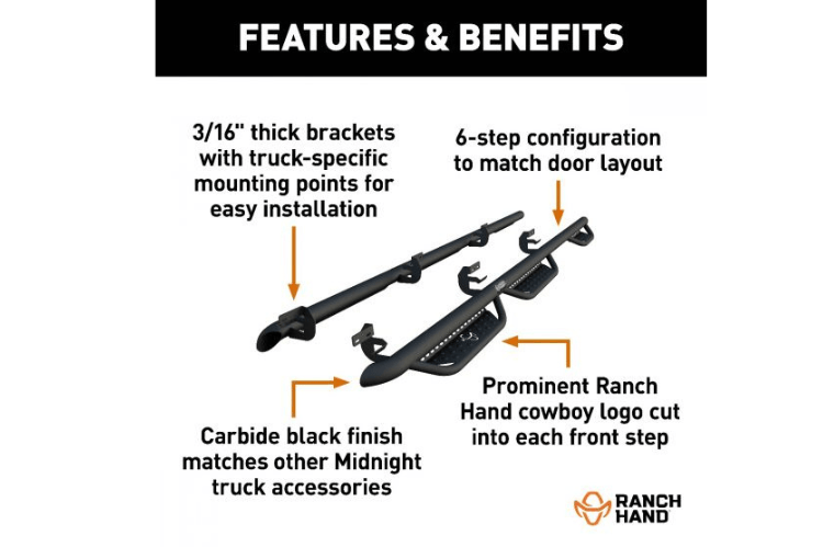 Ranch Hand Midnight Steps Add Tough Access to your 2017–2026 Ford F250 ...